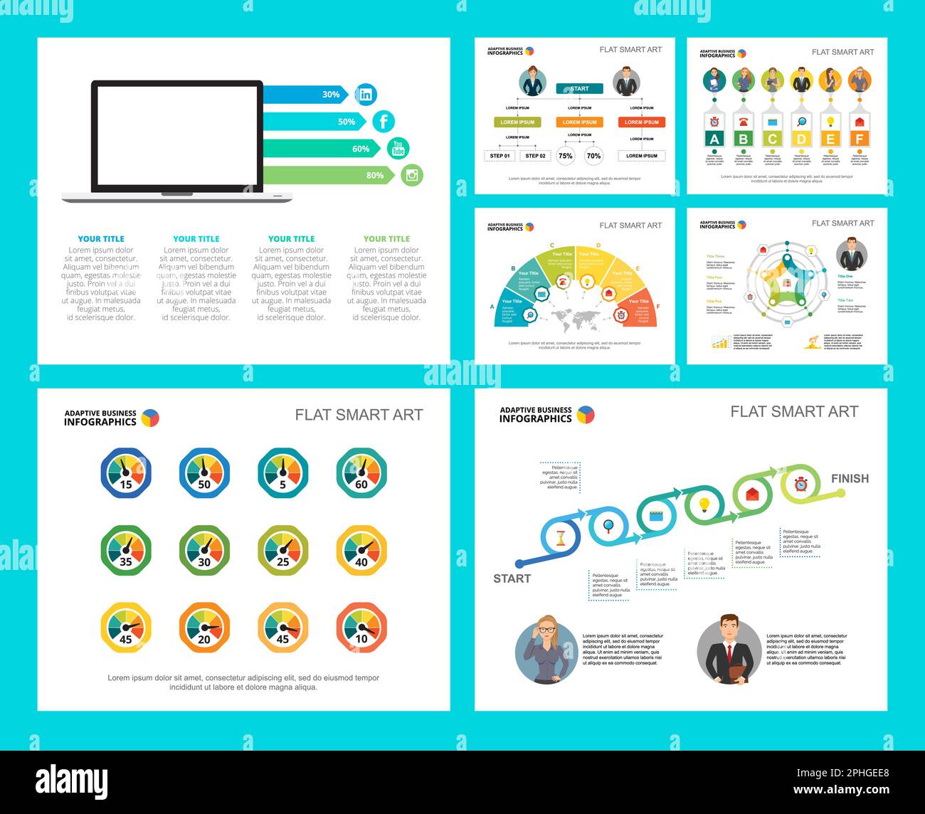 Colorful planning or startup concept infographic charts set Stock ...