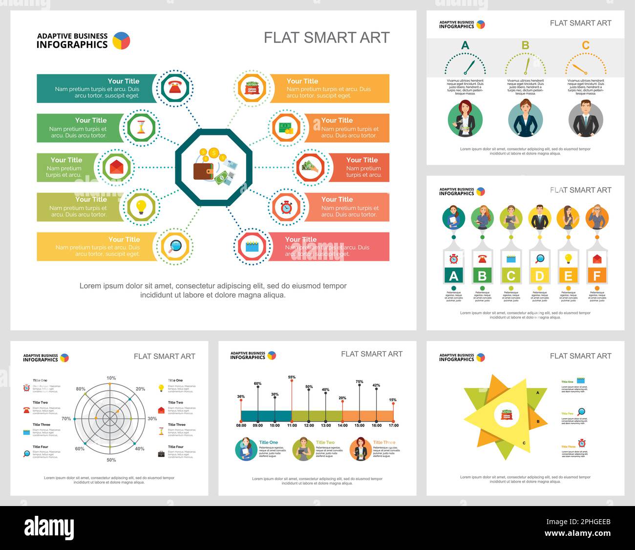 Colorful statistics or banking concept infographic charts set Stock ...