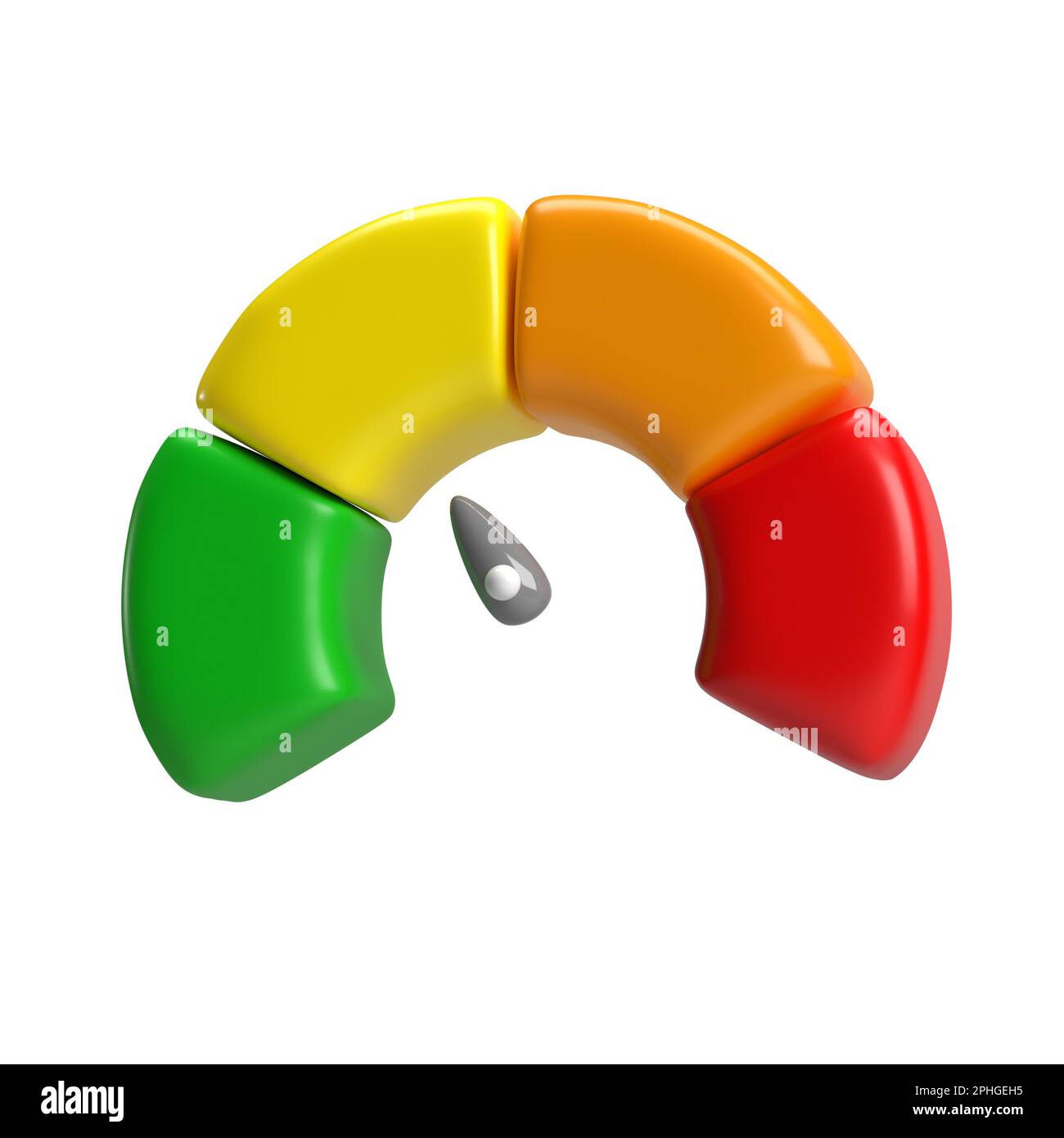 3d icon speedometer meter with arrow for dashboard with green, yellow ...
