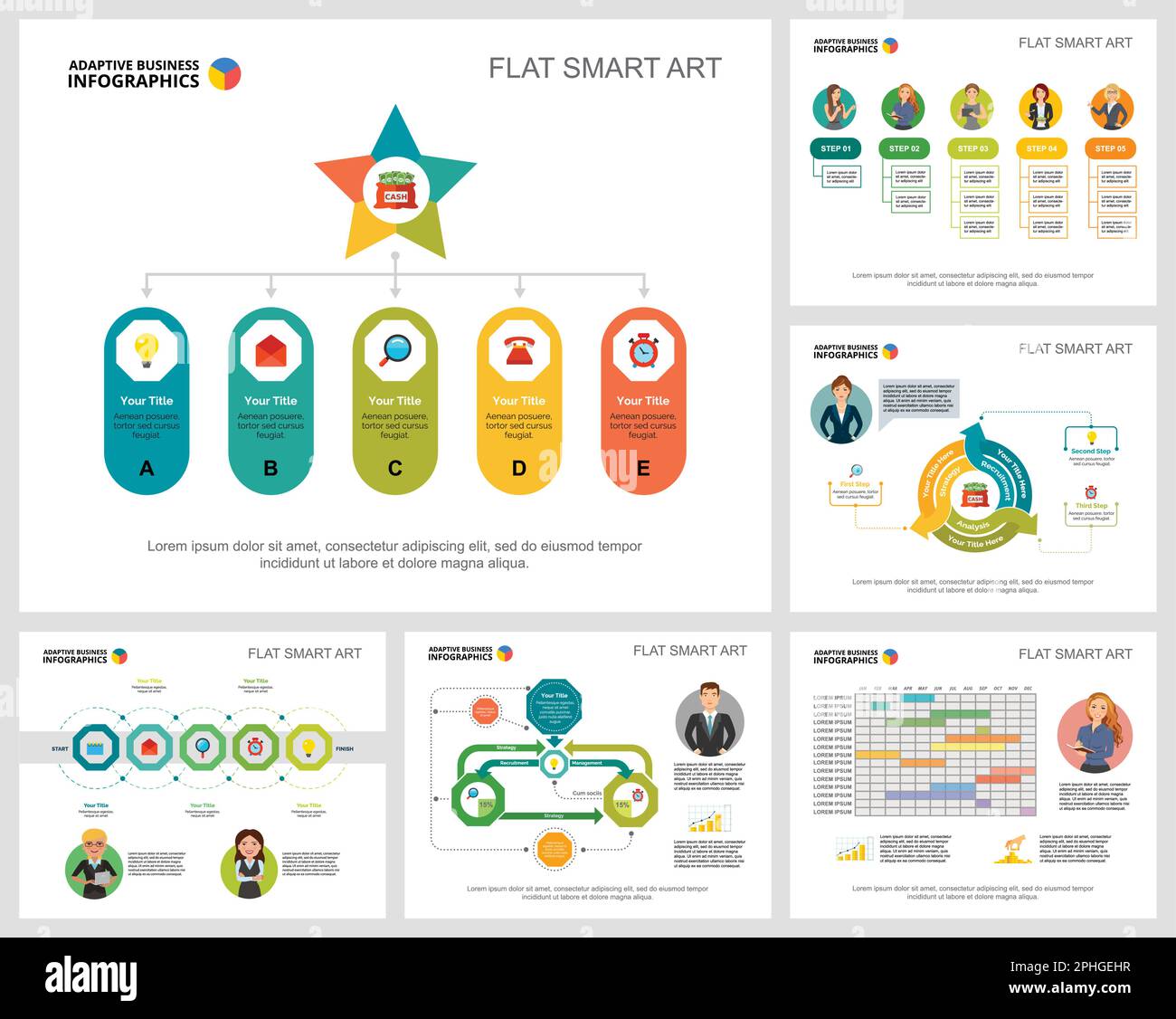 Colorful management or planning concept infographic charts set Stock ...