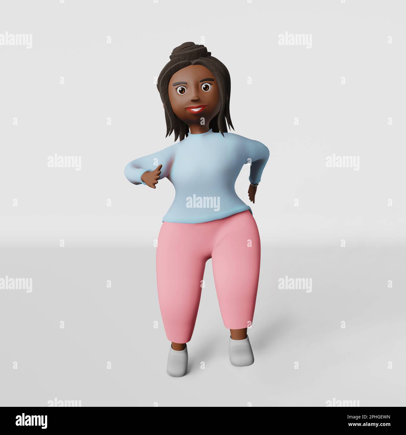 Young African American Body Positive Woman 3d Rendering Character In