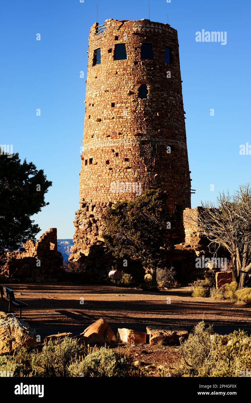 Desert View Watch Tower from the south rim of the Grand Canyon National ...