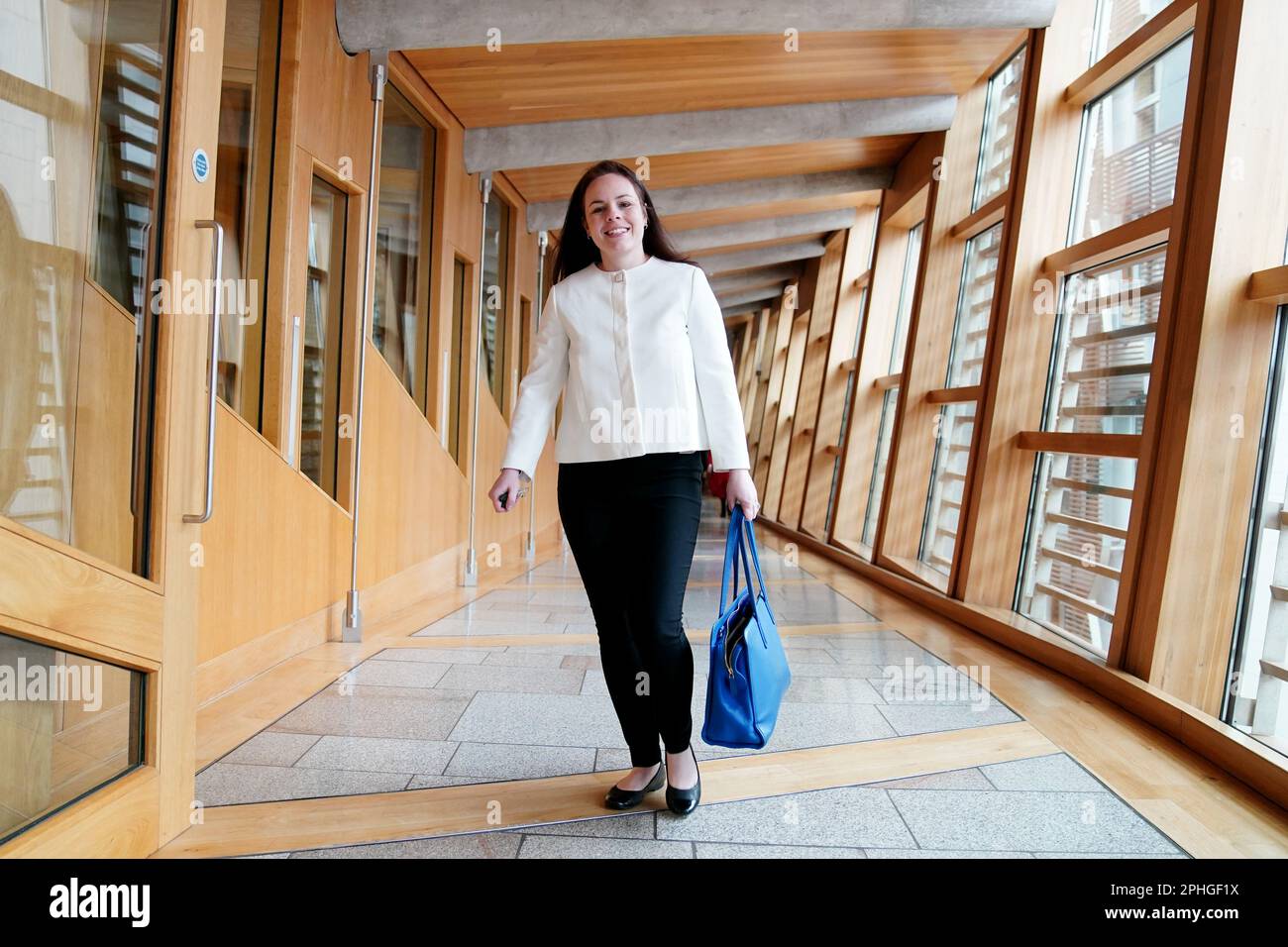 SNP's Kate Forbes arrives at the main chamber for the vote for the new ...