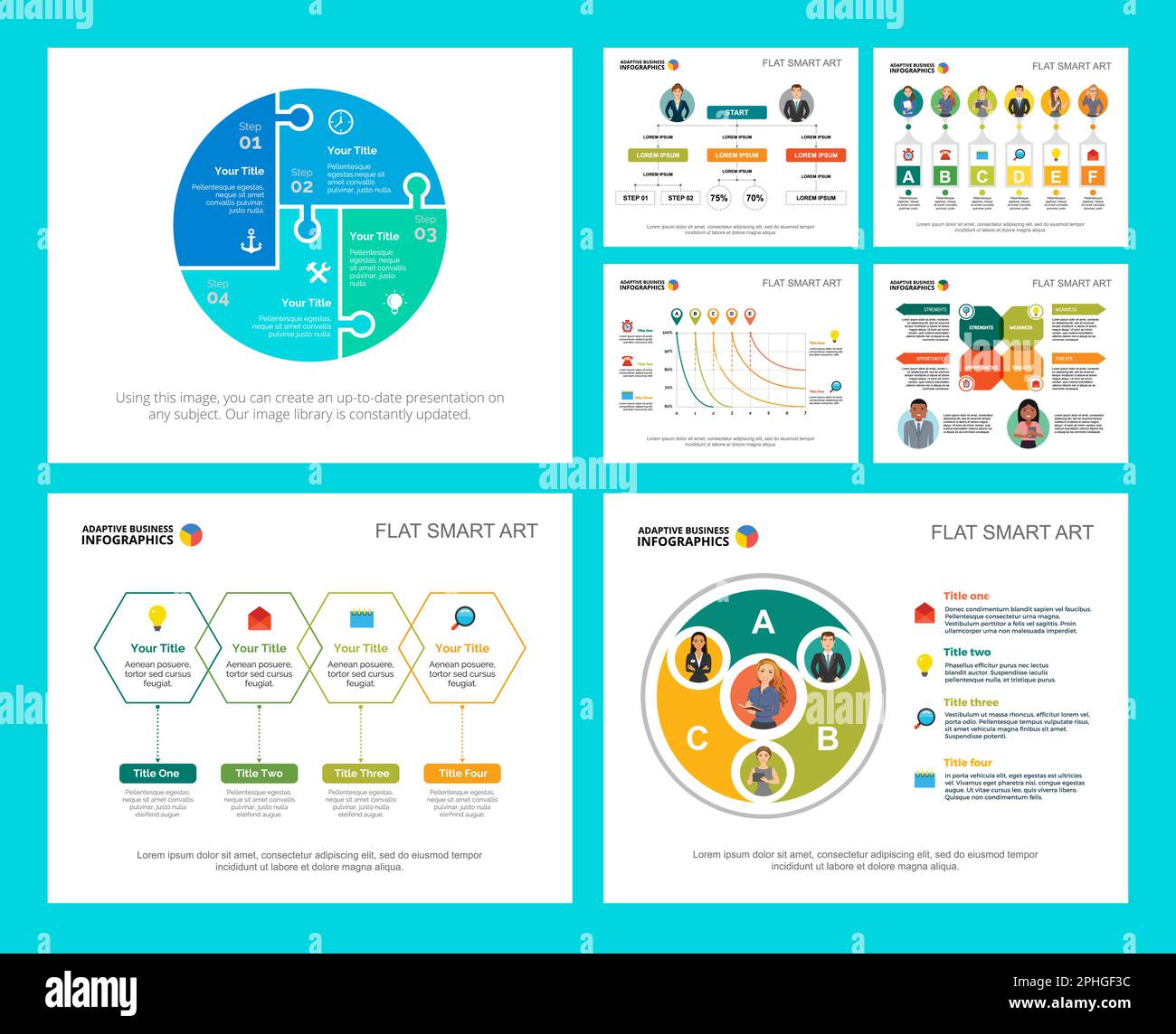 Colorful research and planning infographic charts set Stock Vector ...