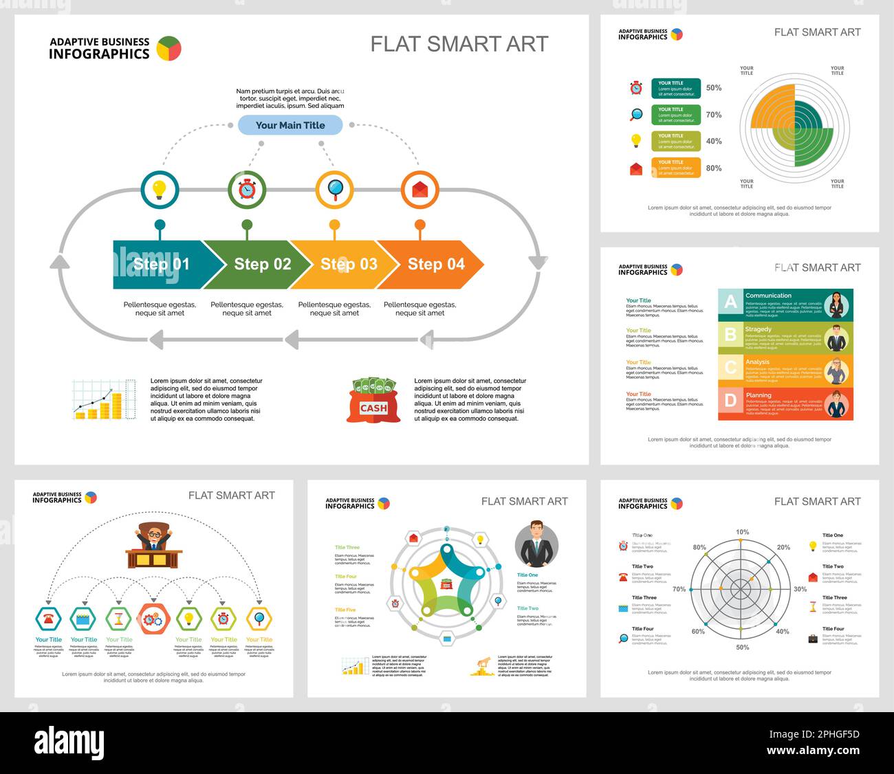 Colorful planning or economy concept infographic charts set Stock ...