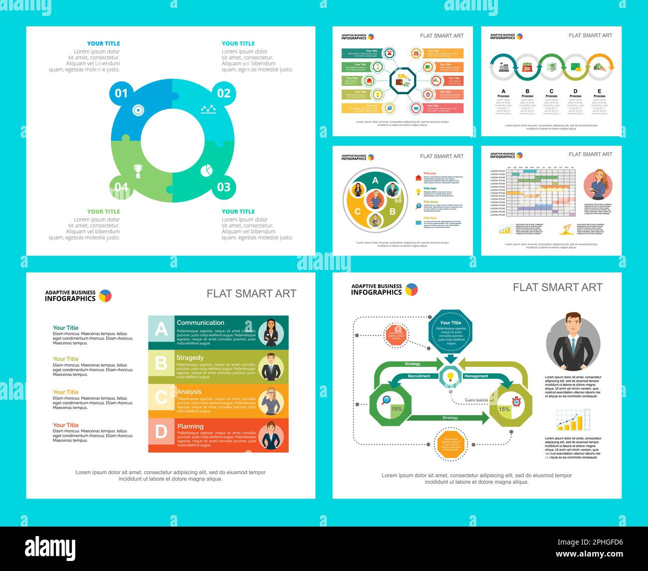 Colorful marketing or production concept infographic charts set Stock ...