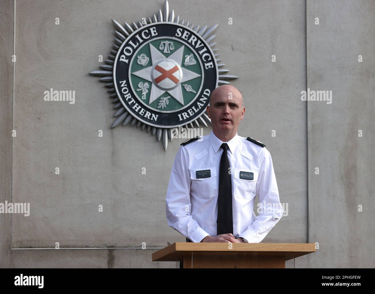 Deputy Chief Constable Mark Hamilton speaking to the media at the ...
