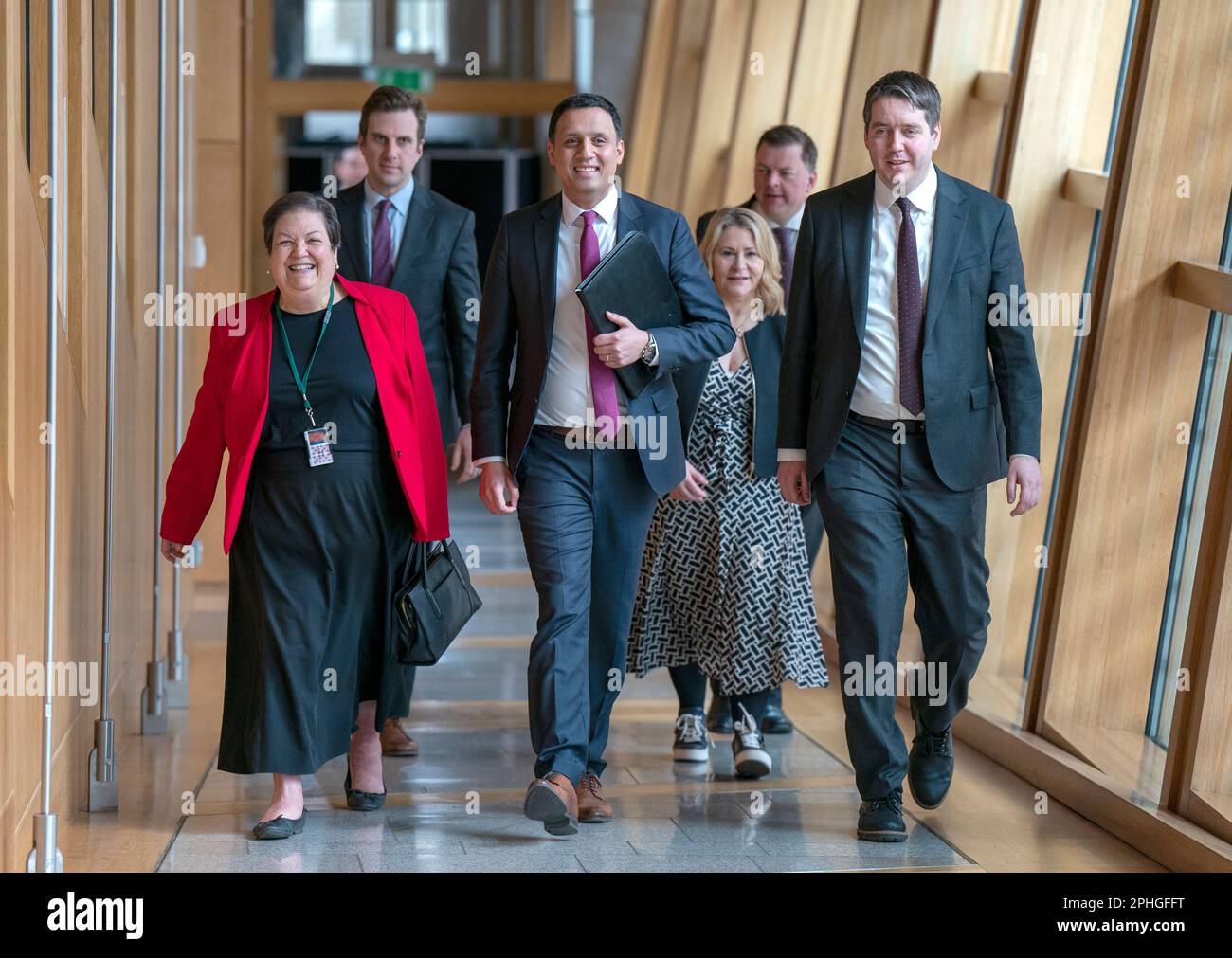 Scottish Labour Leader Anas Sarwar Centre And Deputy Leader Jackie