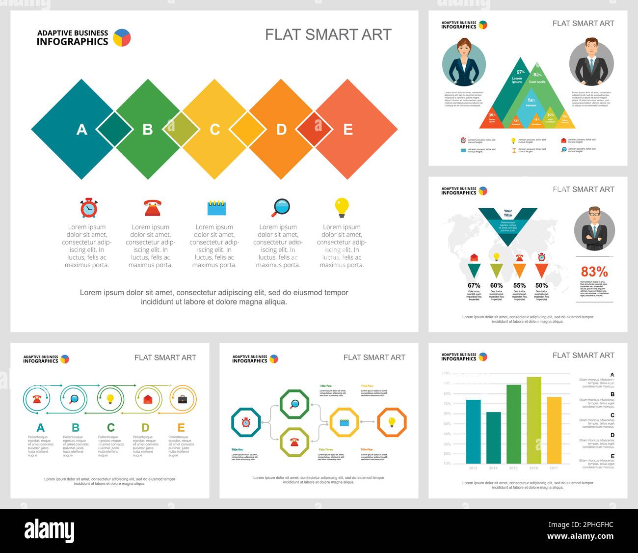 Colorful finance or research concept infographic charts set Stock ...