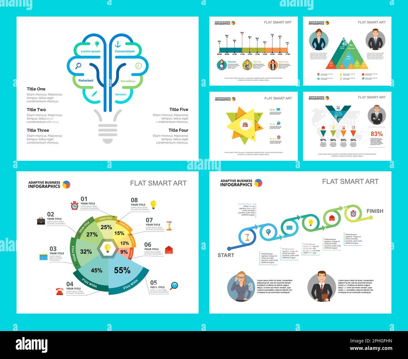 Colorful analytics or logistics concept infographic charts set Stock ...