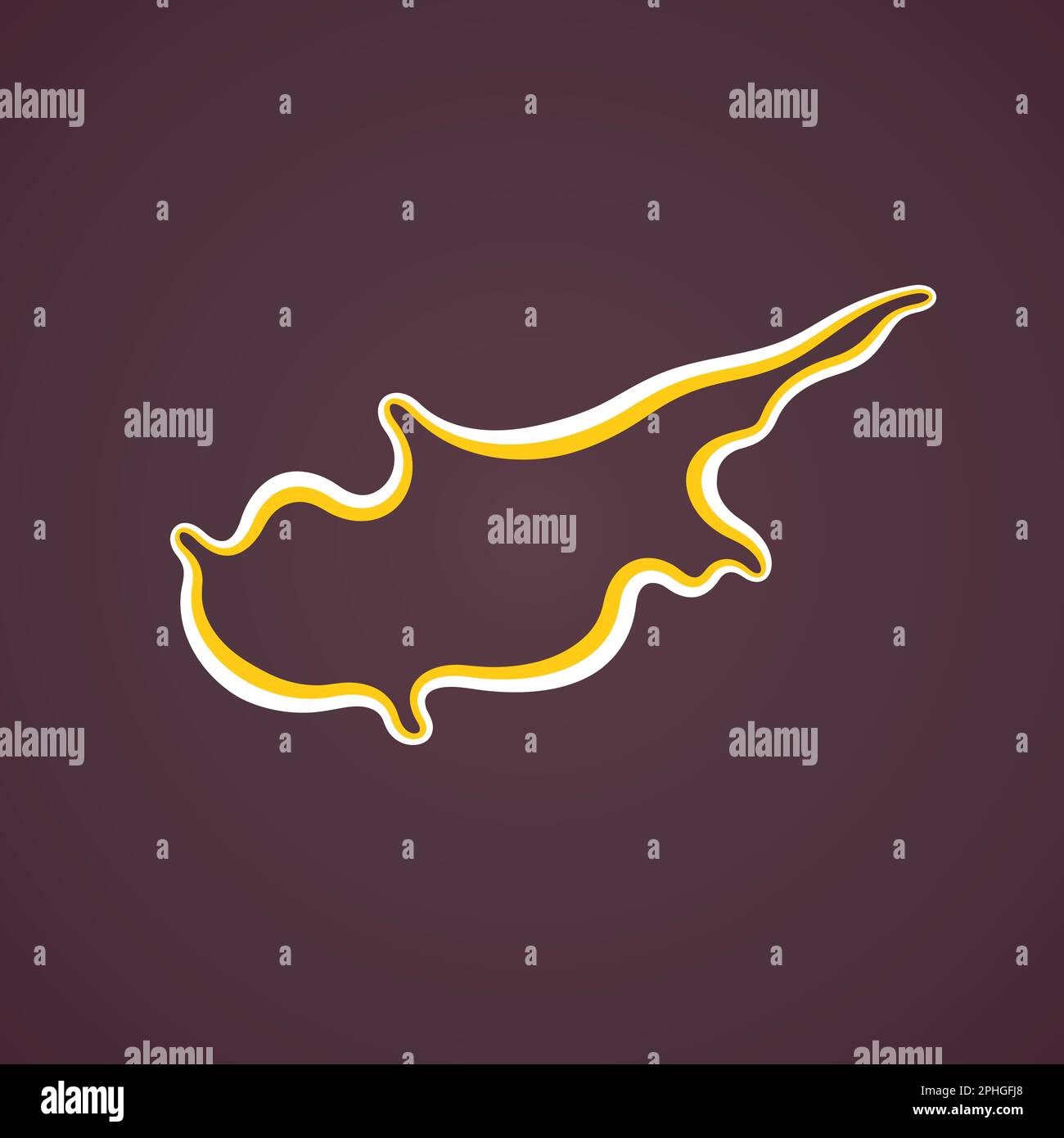 Outline map of Cyprus marked with ribbon in colors from the flag Stock ...