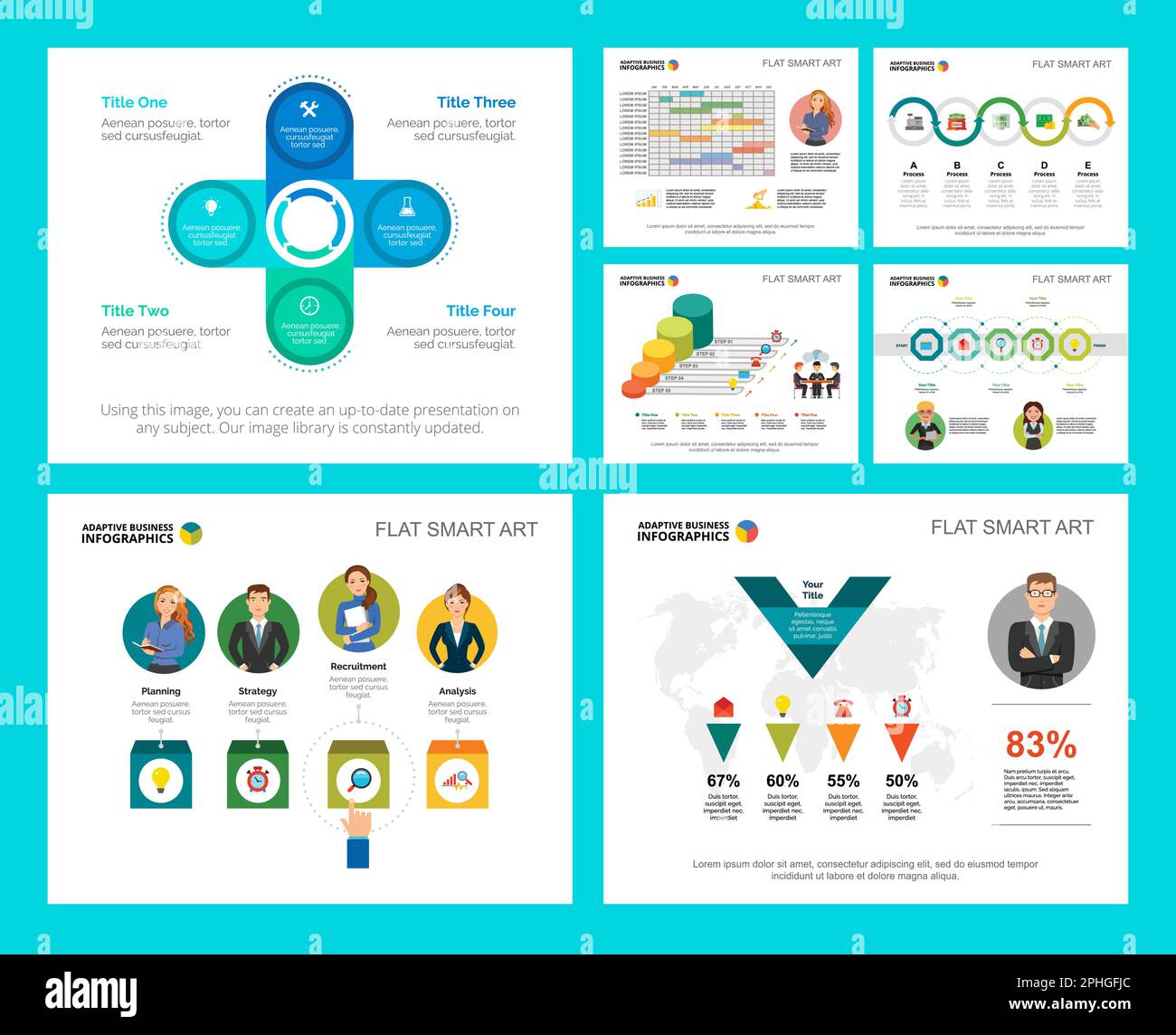 Colorful partnership or planning concept infographic charts set Stock ...