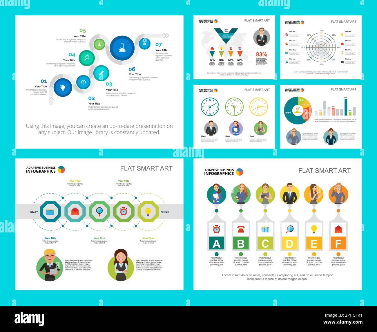 Colorful analysis charts set for presentation slide templates Stock ...