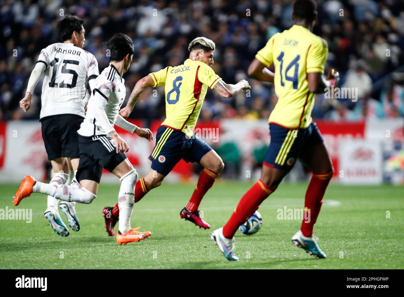 Osaka, Japan. 28th Mar, 2023. Jorge CARRASCAL (8) of Colombia in action during KIRIN CHALLENGE ...
