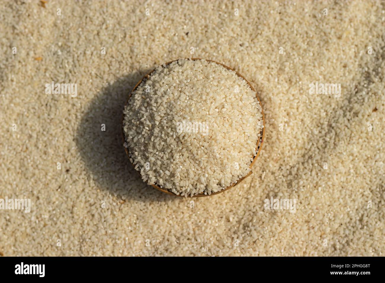 rice in bamboo bowl from top angle at day Stock Photo - Alamy