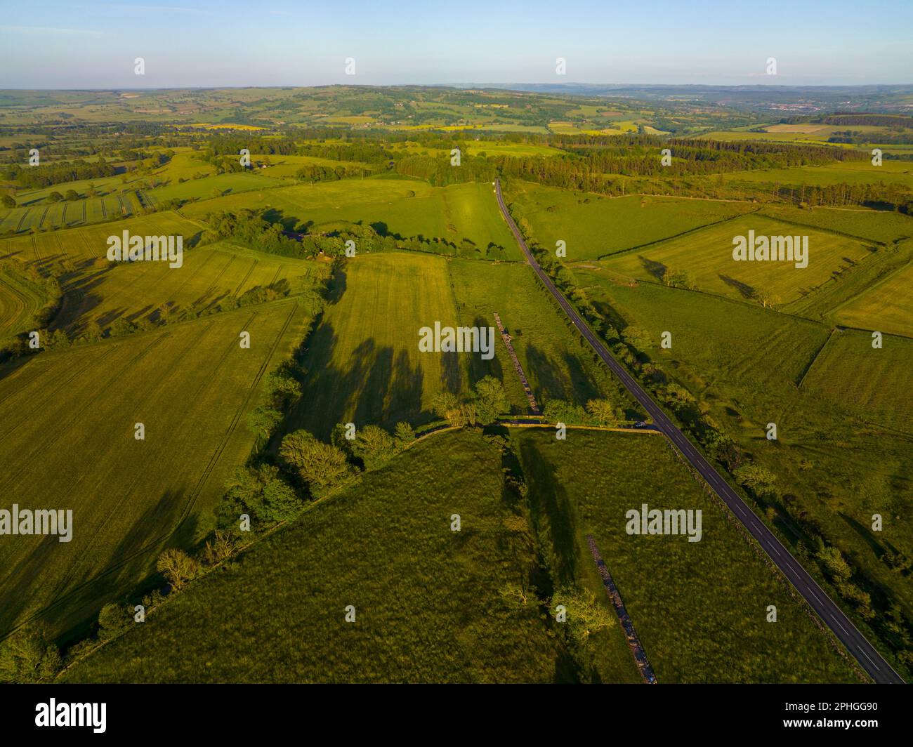 Black Carts Turret aerial view on Hadrian's Wall ruin near village of ...