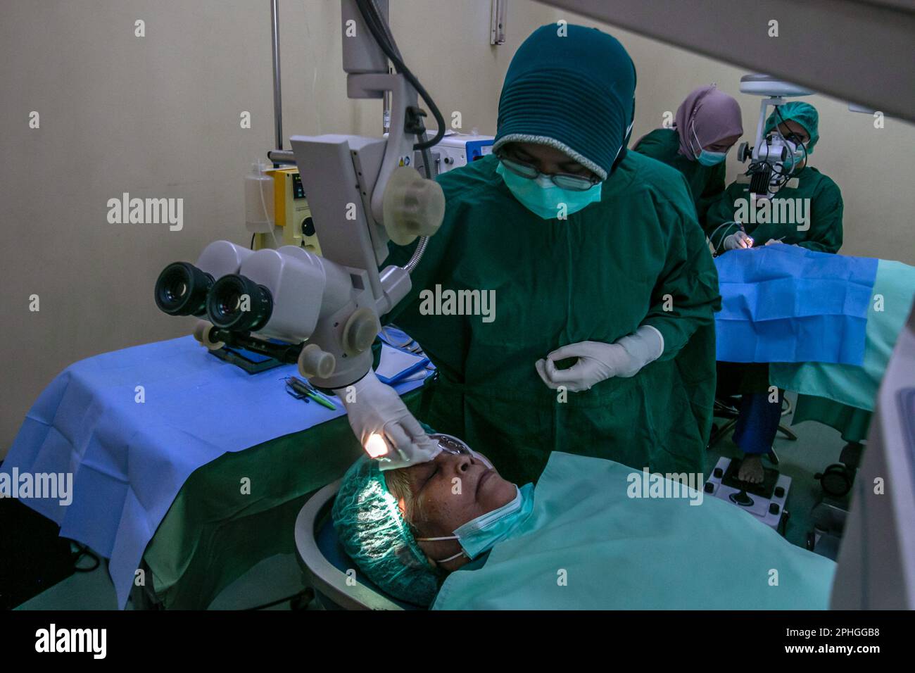 BOGOR, INDONESIA - March 27, 2023: Doctors perform cataract eye surgery ...