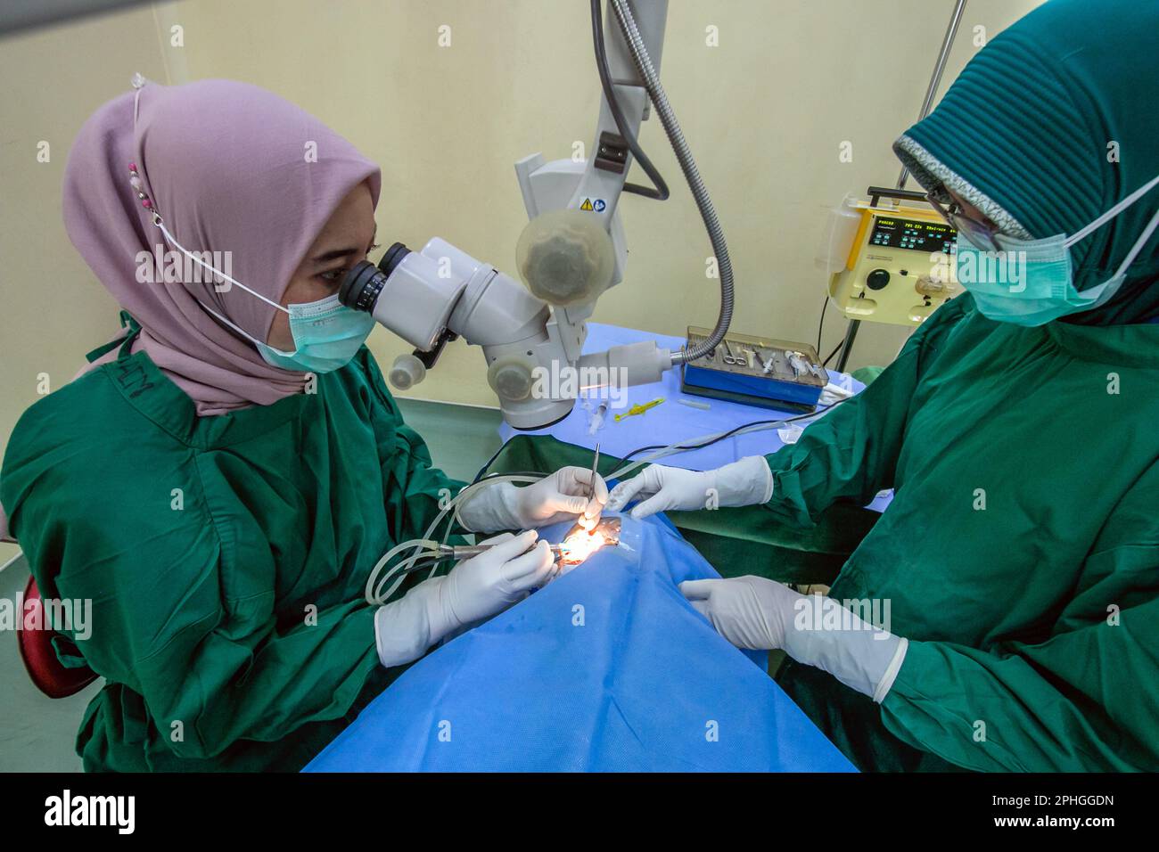 BOGOR, INDONESIA - March 27, 2023: Doctors perform cataract eye surgery ...