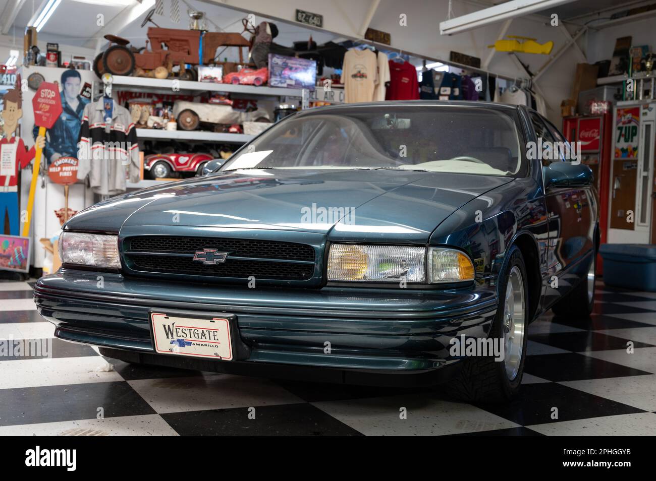 Detail of a typical American car from the 90s, it is a Chevrolet Impala ...