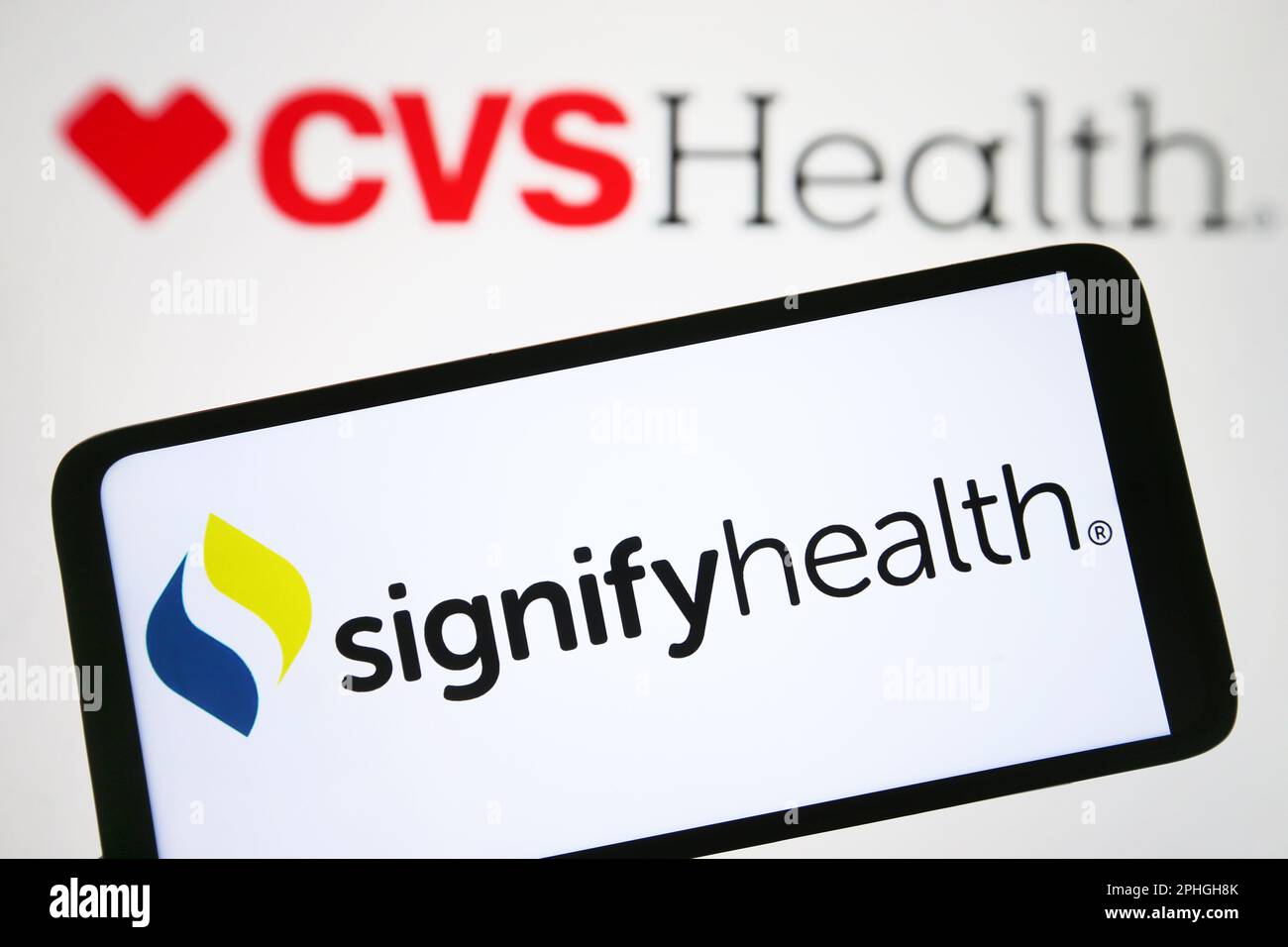 In this photo illustration, Signify Health logo is seen displayed on a ...