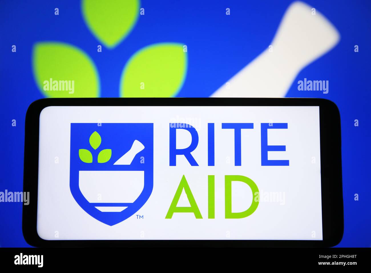 In this photo illustration, Rite Aid Corporation logo is seen displayed ...