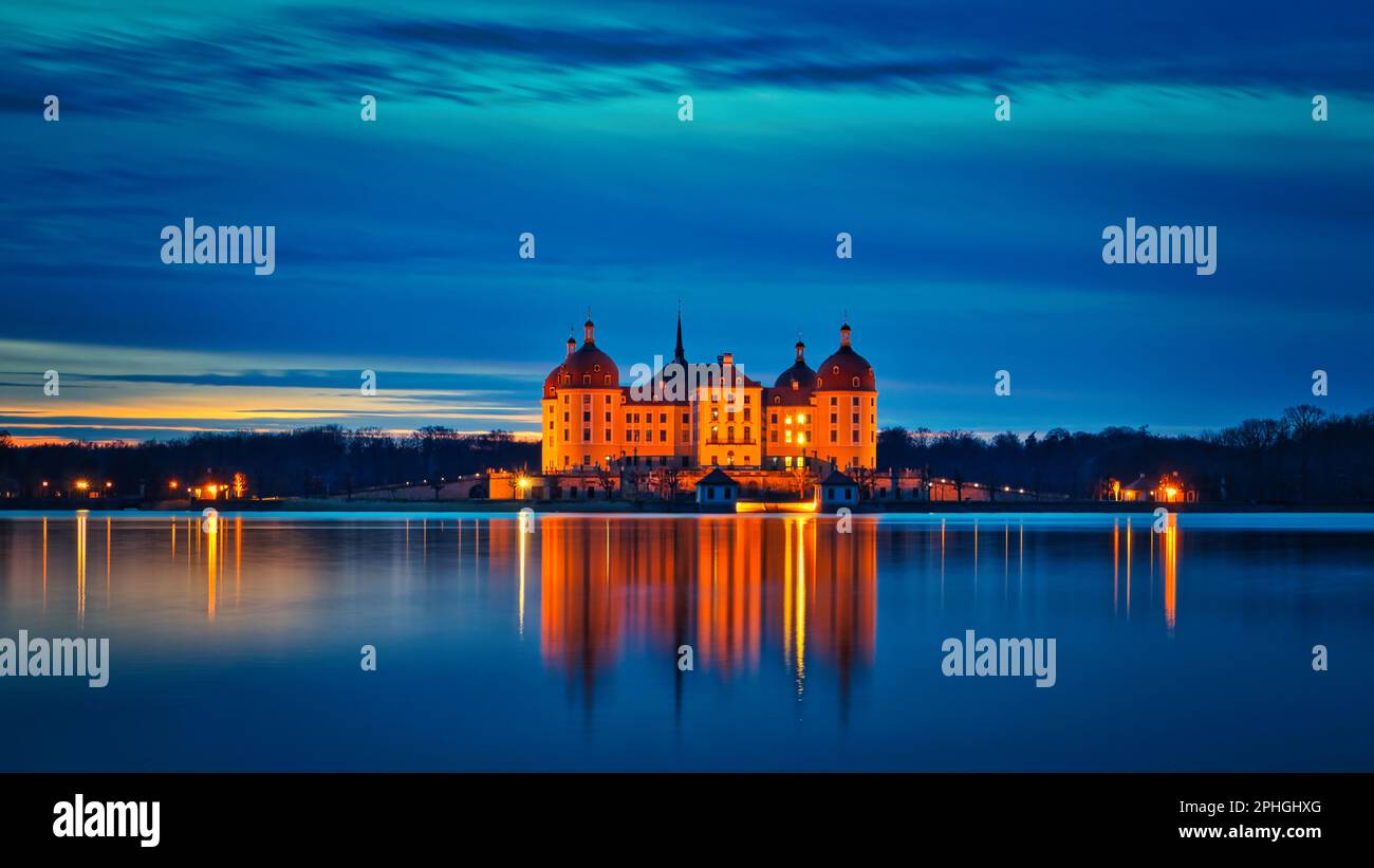 Germany Castle by Night - Moritzburg Stock Photo - Alamy
