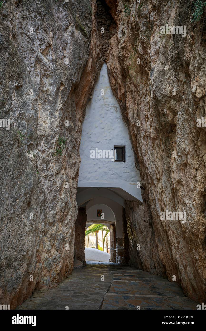 Vertical photograph of the original medieval entrance carved into the ...