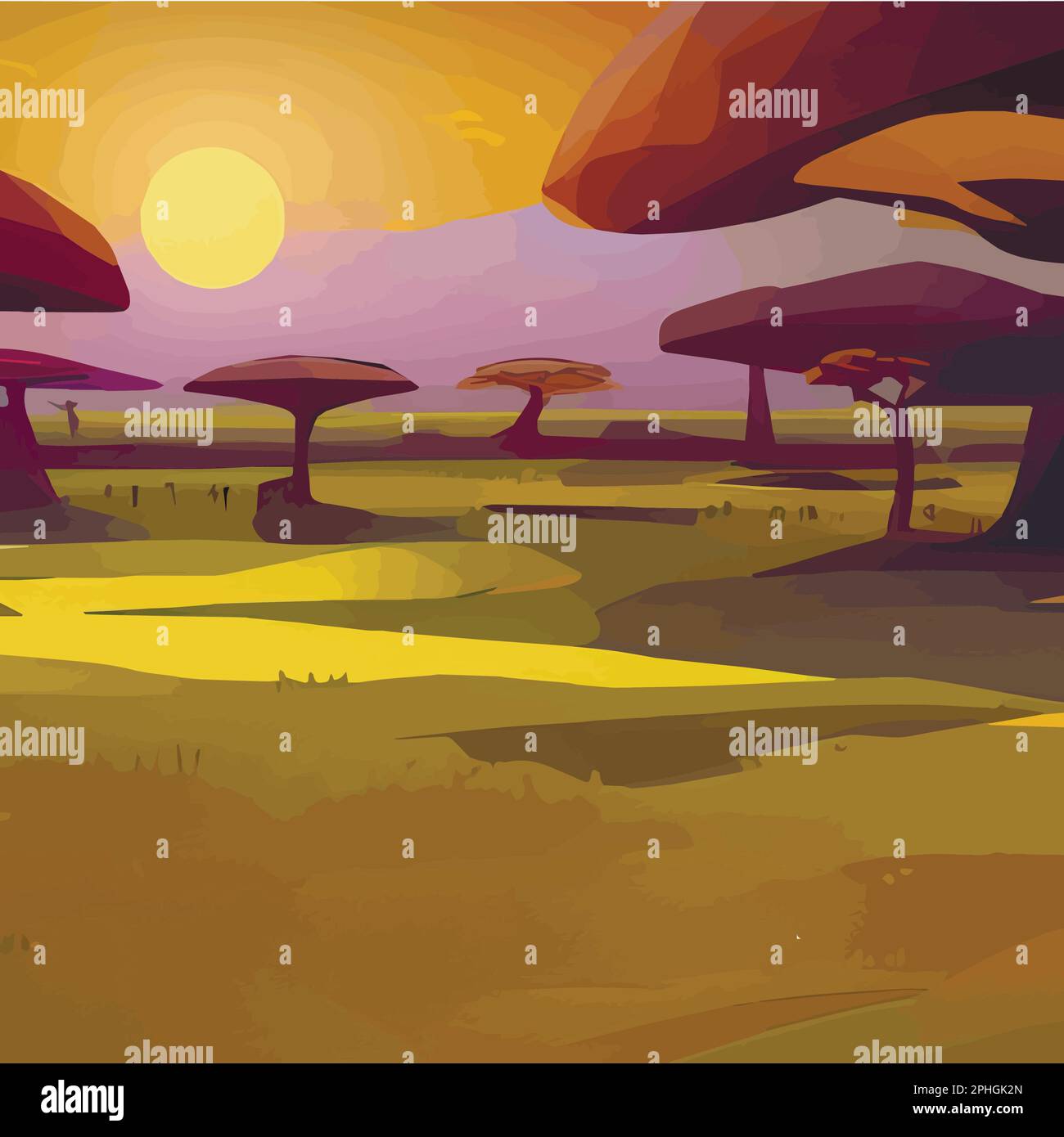 Steppe trees Stock Vector Images - Alamy