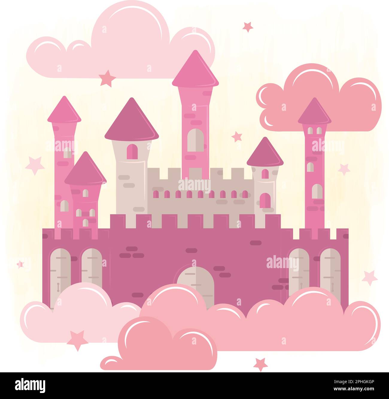 Isolated magical castle Clouds and stars Vector Stock Vector Image ...