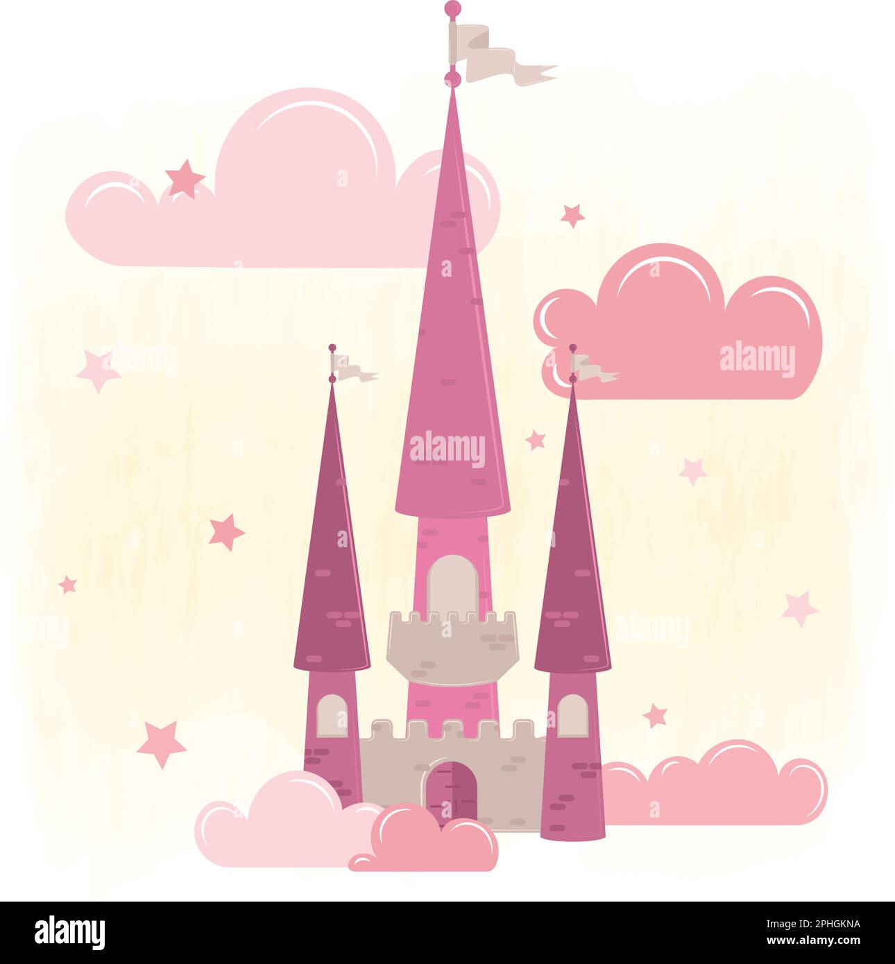 Isolated magical castle Clouds and stars Vector Stock Vector Image ...