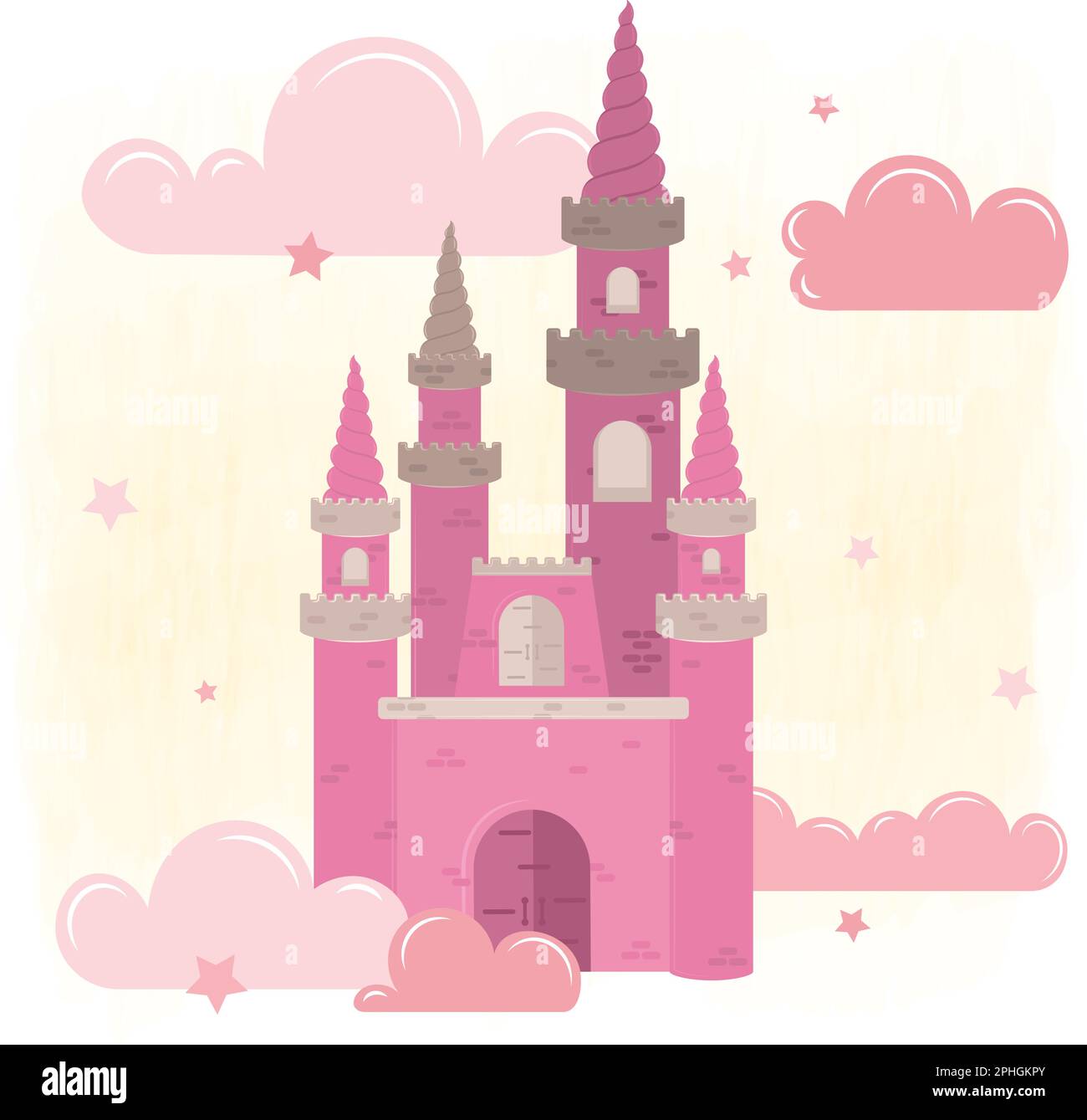 Isolated magical castle Clouds and stars Vector Stock Vector Image ...