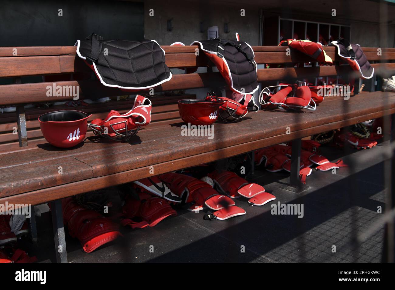 Mexico City, Mexico. 27th Mar, 2023. baseball equipment are seen during ...