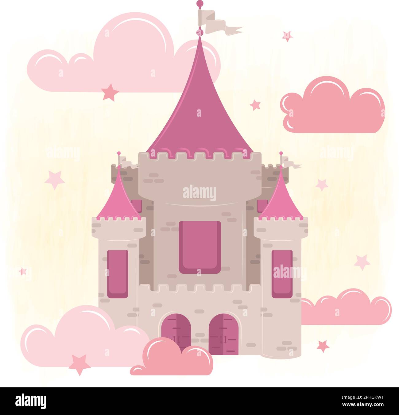 Isolated magical castle Clouds and stars Vector Stock Vector Image ...