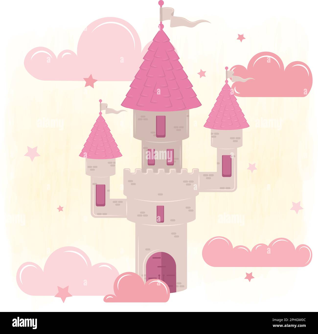 Isolated magical castle Clouds and stars Vector Stock Vector Image ...