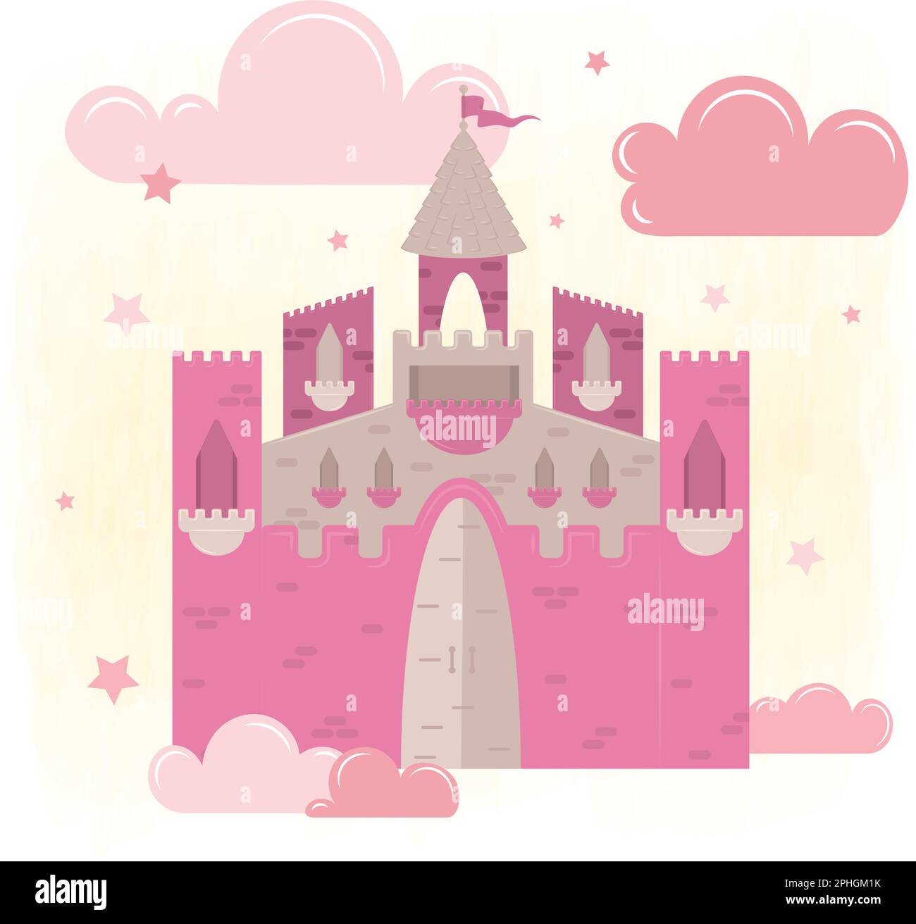 Isolated magical castle Clouds and stars Vector Stock Vector Image ...