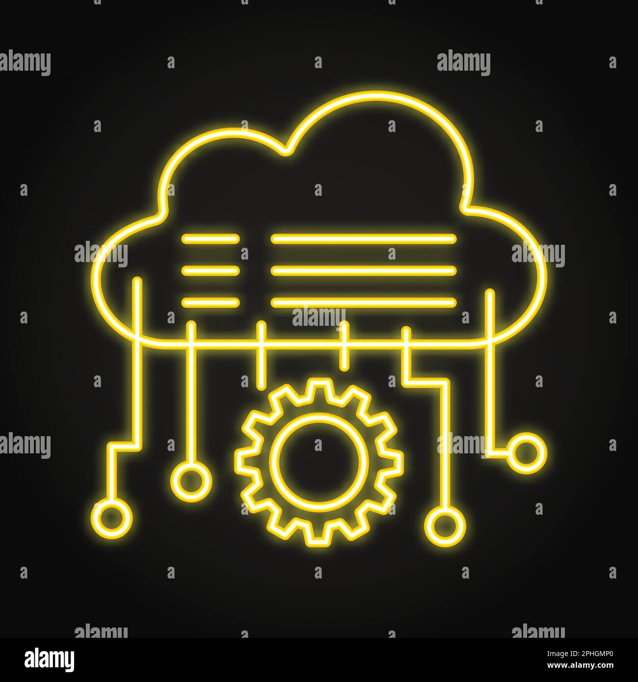 Cloud technologies neon icon in line style. Cloud data access, symbol ...