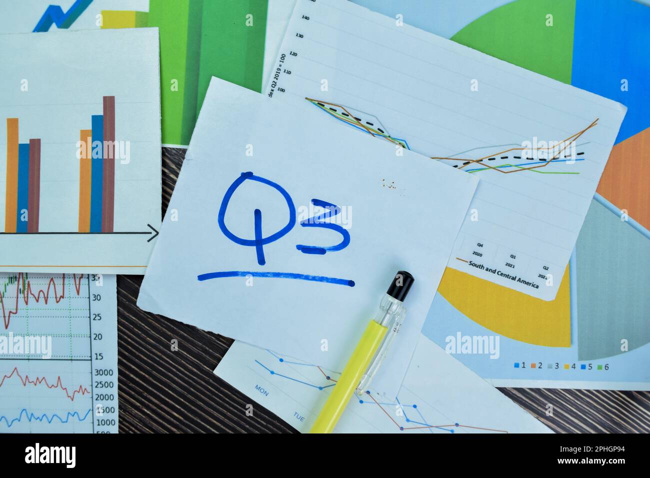 Concept of Q3 - 3rd Quarter Period write on sticky notes isolated on ...