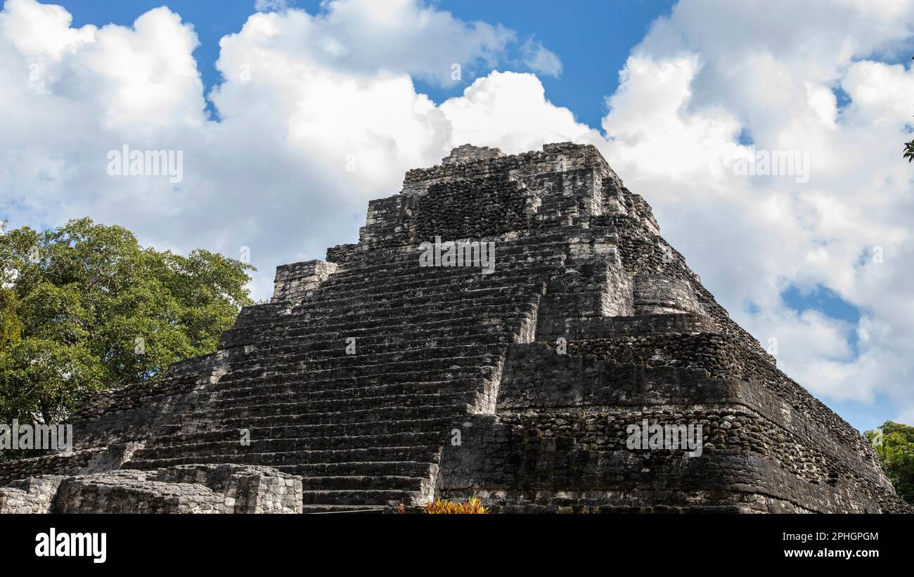 The Mayan pyramid of Chacchoben in Costa Maya on the Yucatan Peninsula ...