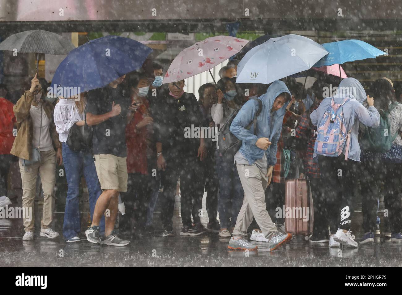 Heavy rain during Amber Rainstorm Warning Signal and Thunderstorm ...