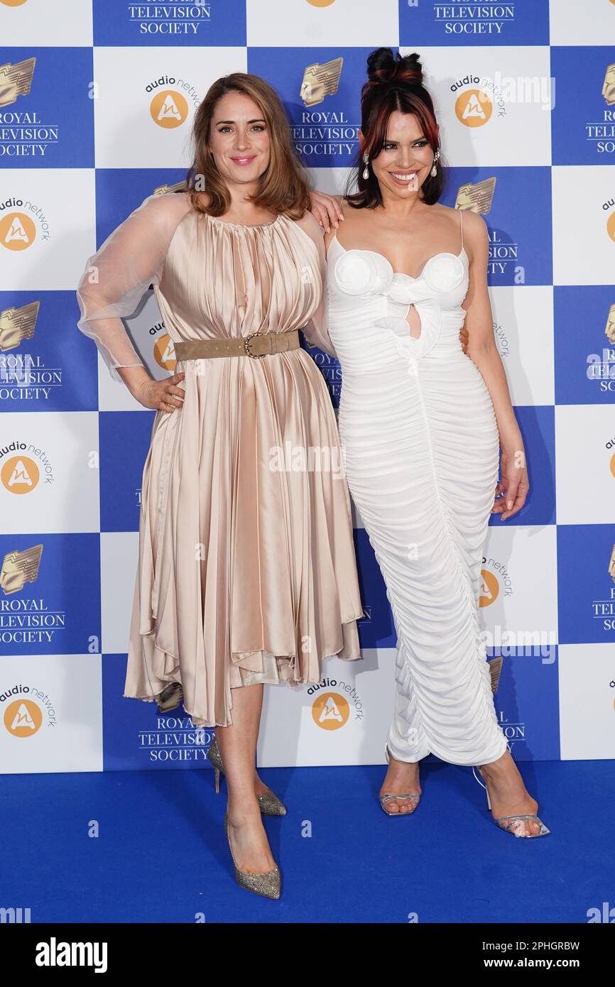 Lucy Prebble (left) and Billie Piper arriving for the Royal Television ...