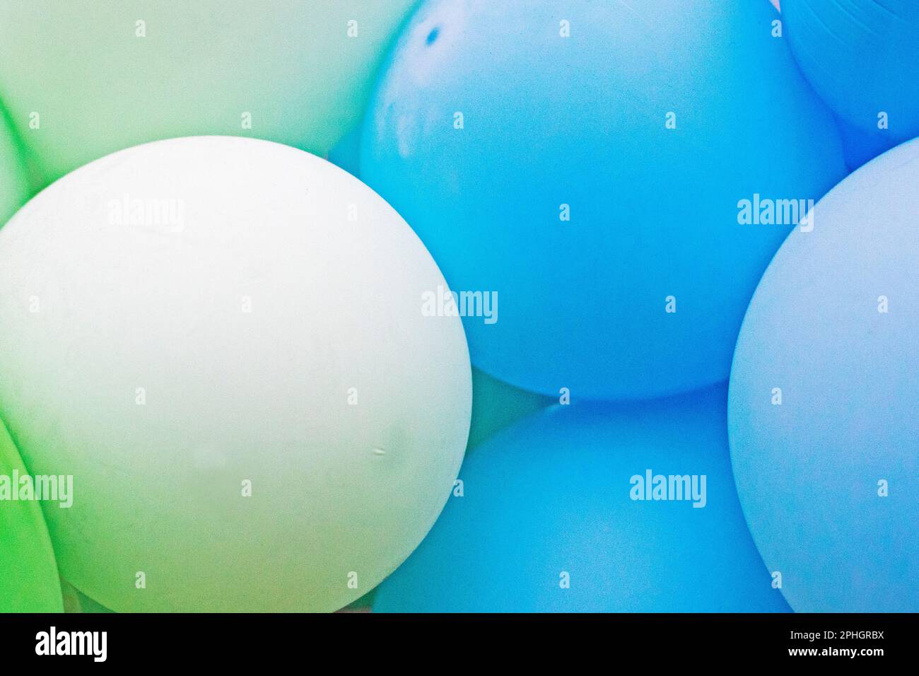 abstract background of blue and light green air balloons, horizontal ...