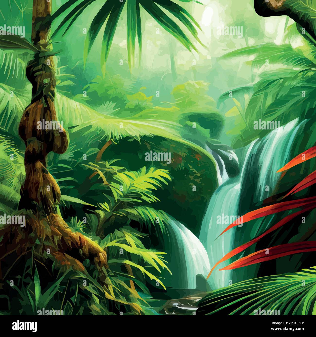 Tropical Jungle Background Cartoon