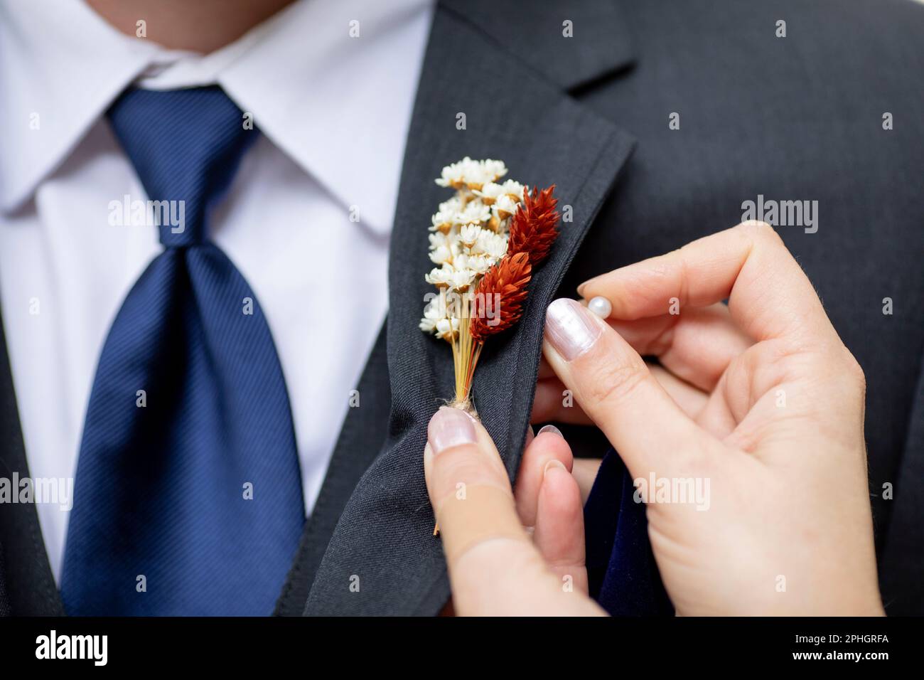 Closeup shot grooms tie hi-res stock photography and images - Alamy