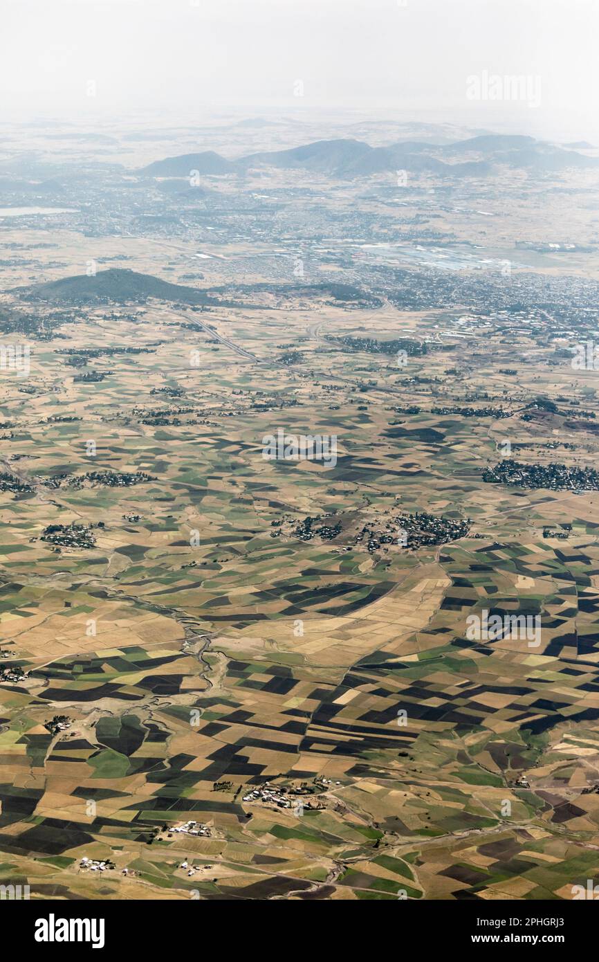 Aerial view of endless farmland in central Ethiopia Stock Photo - Alamy