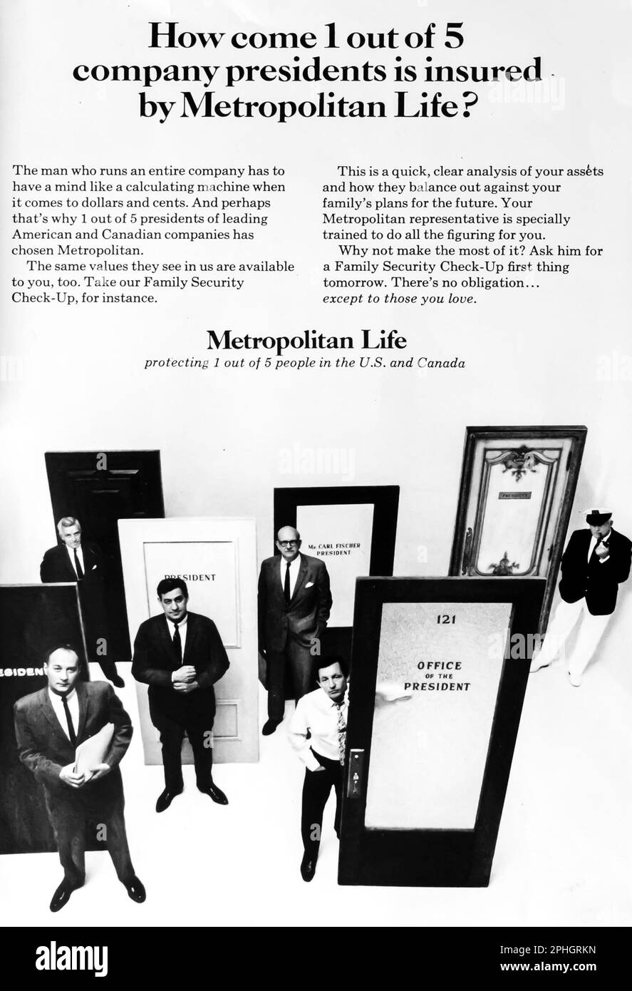 Metropolitan Life insurance advert in a Natgeo magazine, december 1966 ...