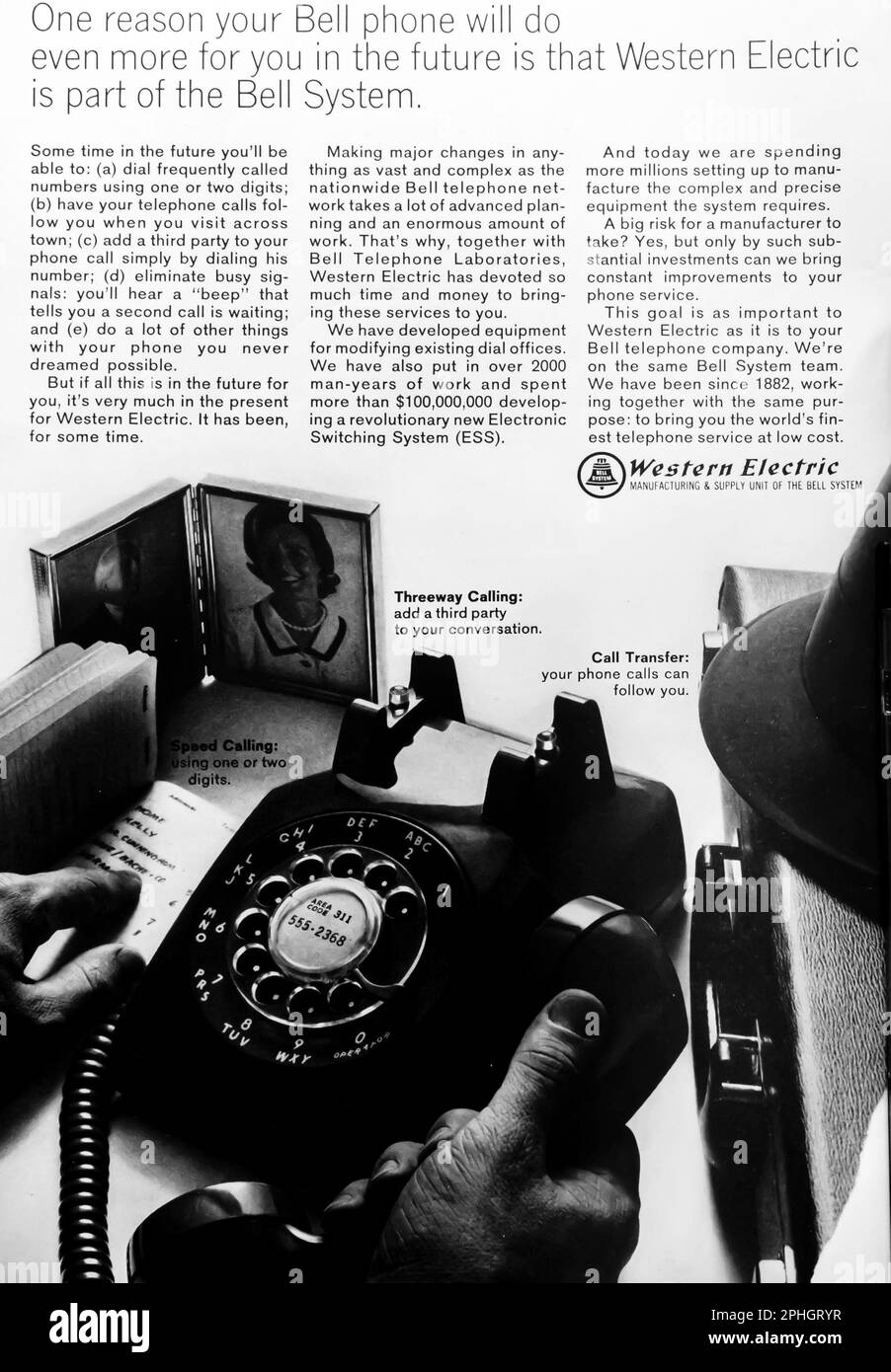 Western Electric phone technology advert in a Natgeo magazine, March ...