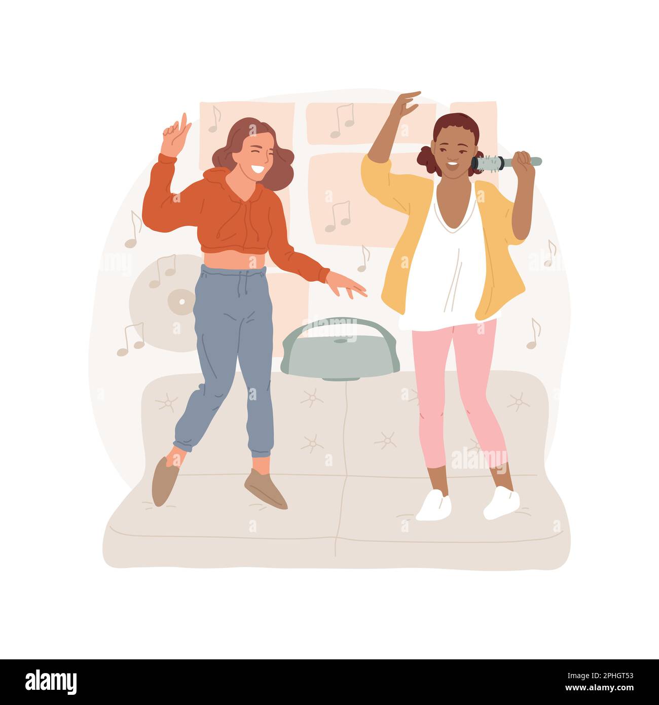 Listening to music isolated cartoon vector illustration. Leisure time ...