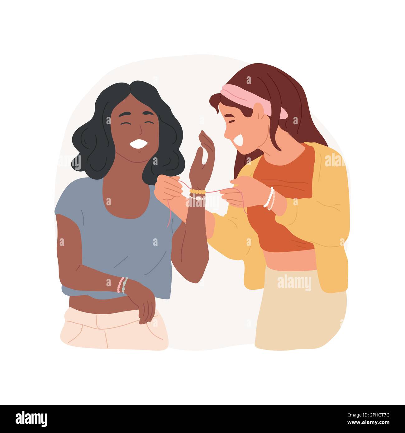 Bead bracelets isolated cartoon vector illustration. Teenage girls ...