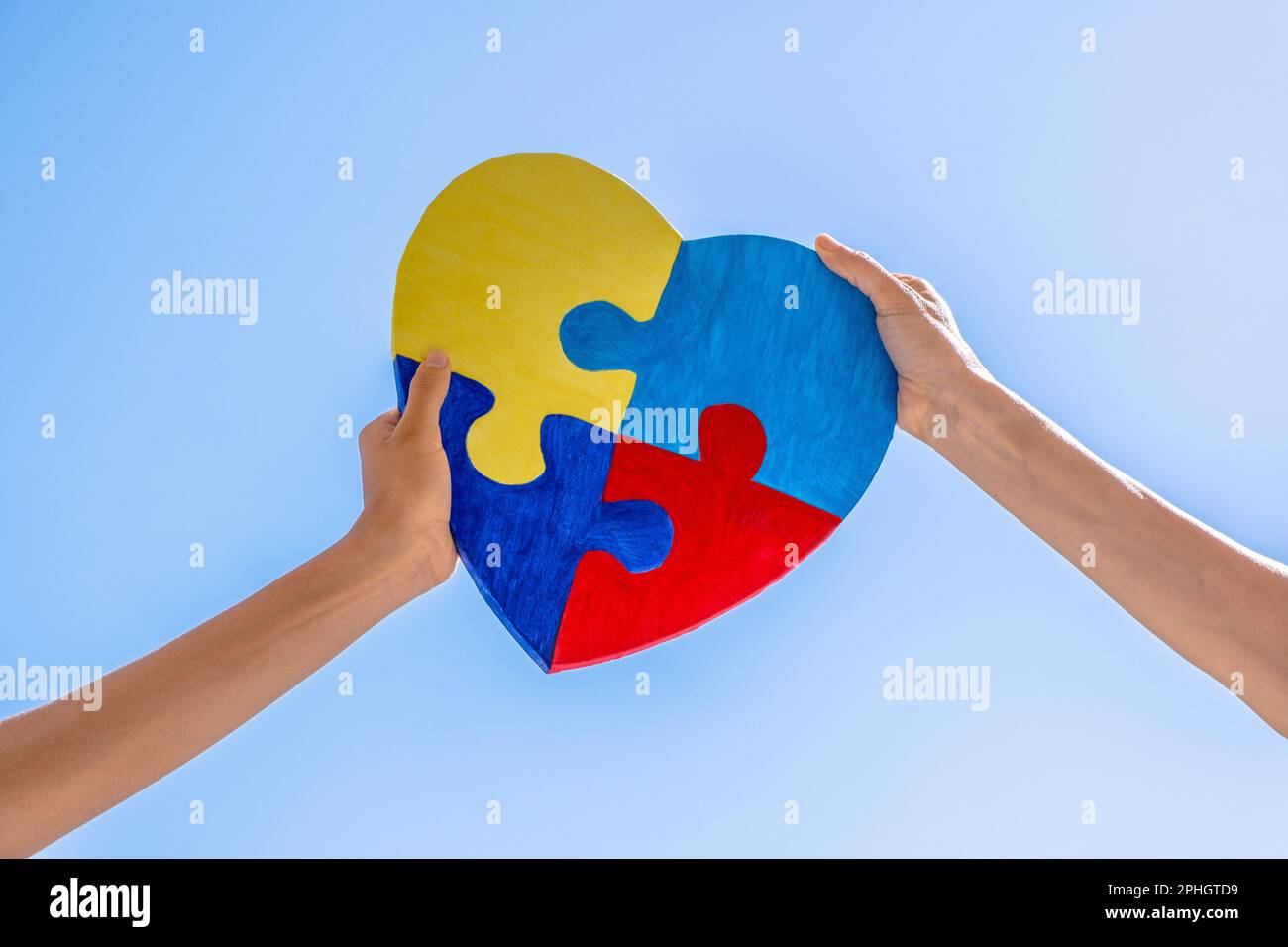 World autism awareness day, Autism spectrum disorder concept. Adult and ...