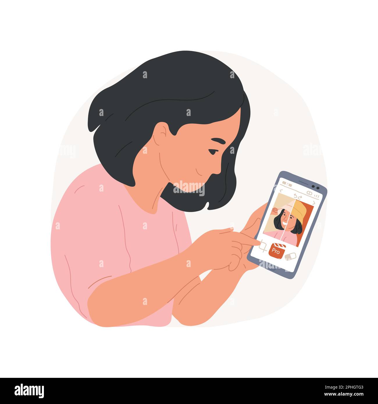 Entertainment isolated cartoon vector illustration. Happy teen using ...